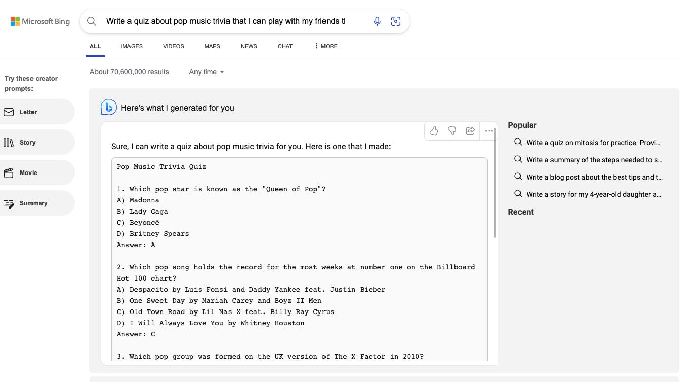 Bing.com Integrates ChatGPT 4.0 Style AI Functionality ...