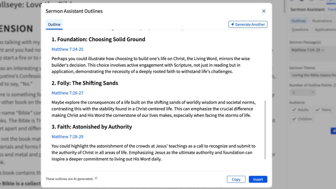 Logos AI Sermon Assistant Sneak Peek - ChurchTechToday.com | Resources ...